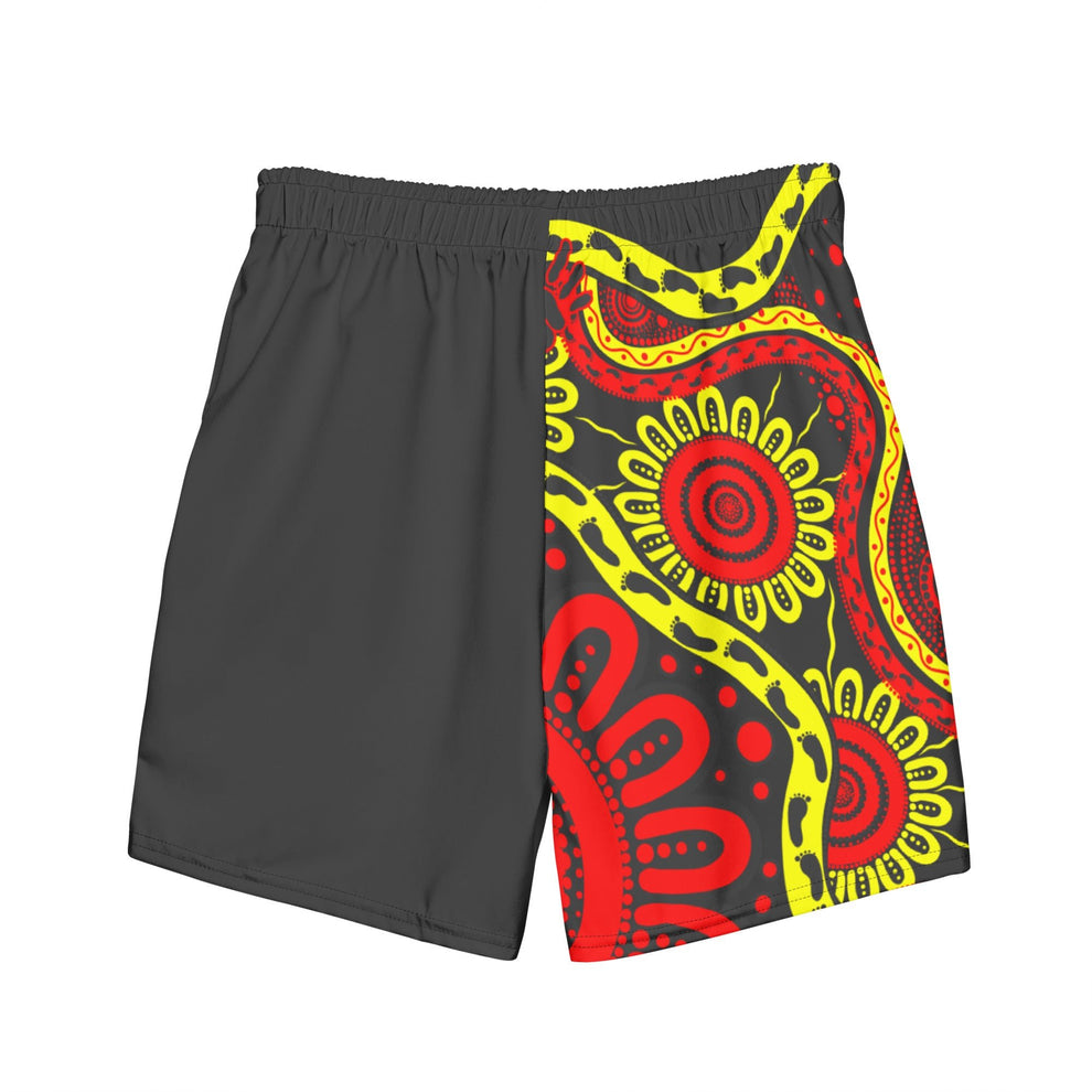 Aboriginal Clothing - NAIDOC 2024 Men's Black, Red and Yellow Swim ...