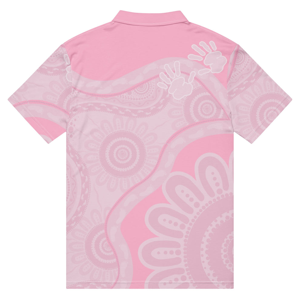 Aboriginal Clothing - Gathering and Pathways Pink Polo Shirt ...