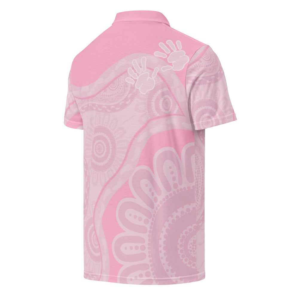 Aboriginal Clothing - Gathering and Pathways Pink Polo Shirt ...