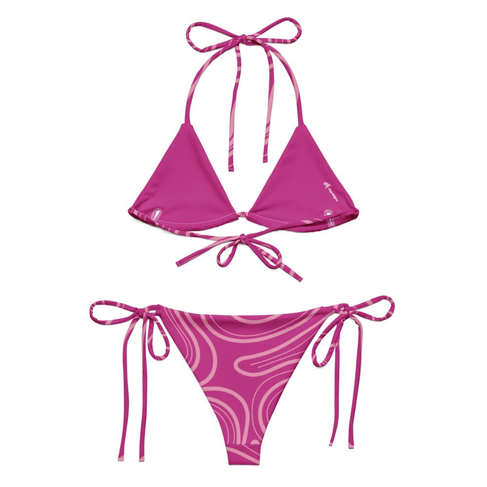 Aboriginal Clothing - "Waves of Water" Bikini Set - Dark Pink ...