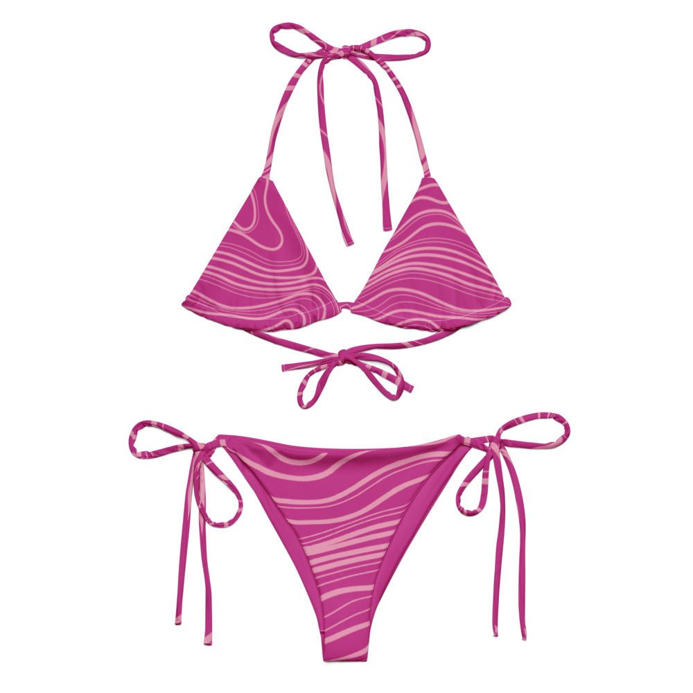 Aboriginal Clothing - "Waves of Water" Bikini Set - Dark Pink ...